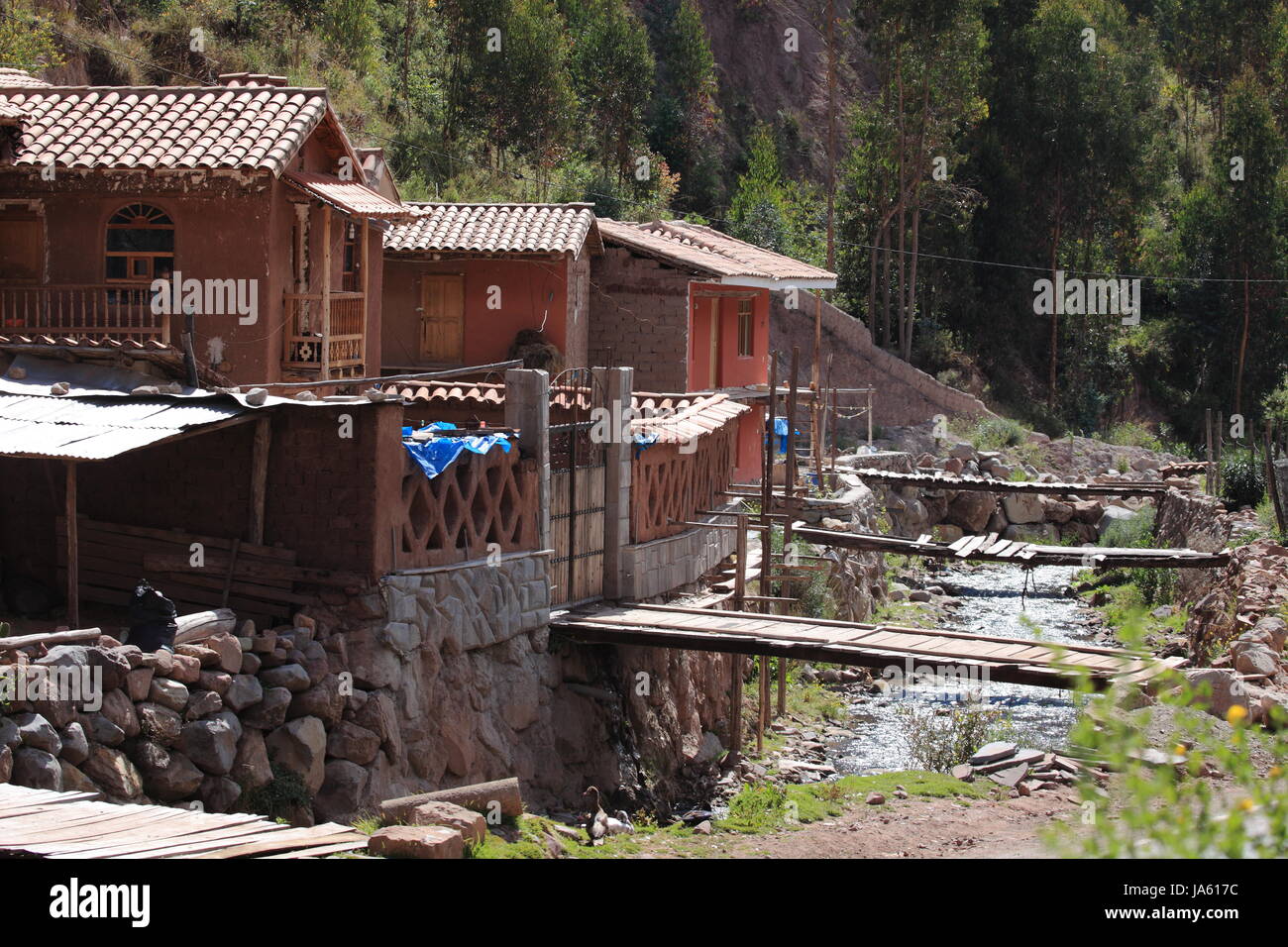 city, town, backyard, stream, sale, south america, peru, community ...