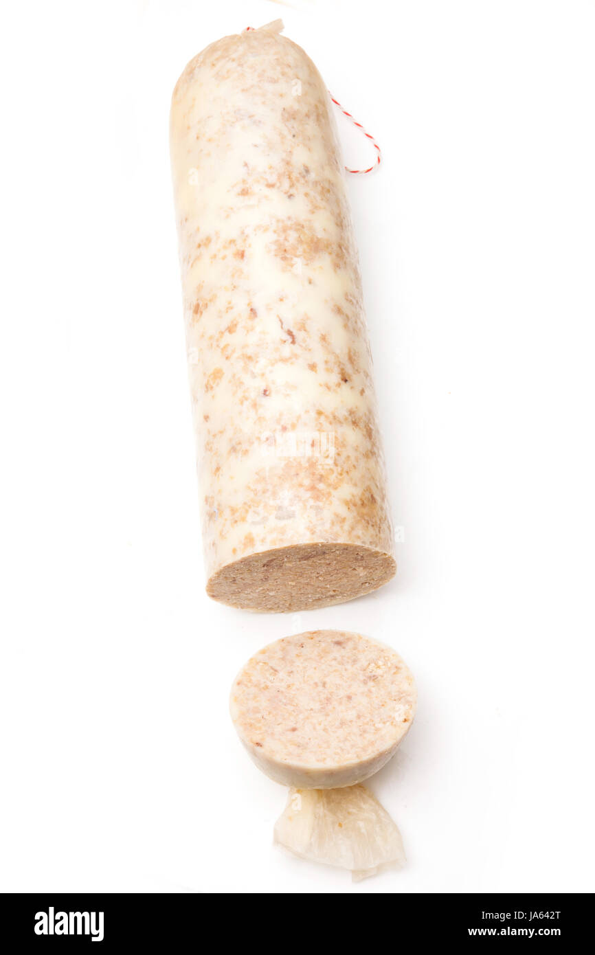 Traditional Scottish white pudding breakfast sausage made with pork and ...