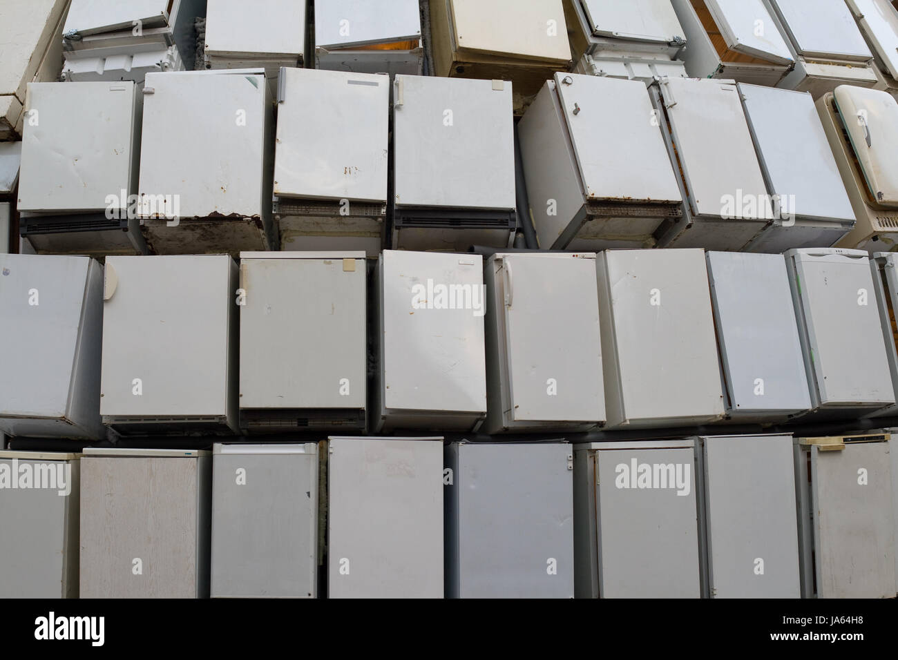 stack, scrap, disposal, recycling, refridgerator, fridge, refrigerator ...