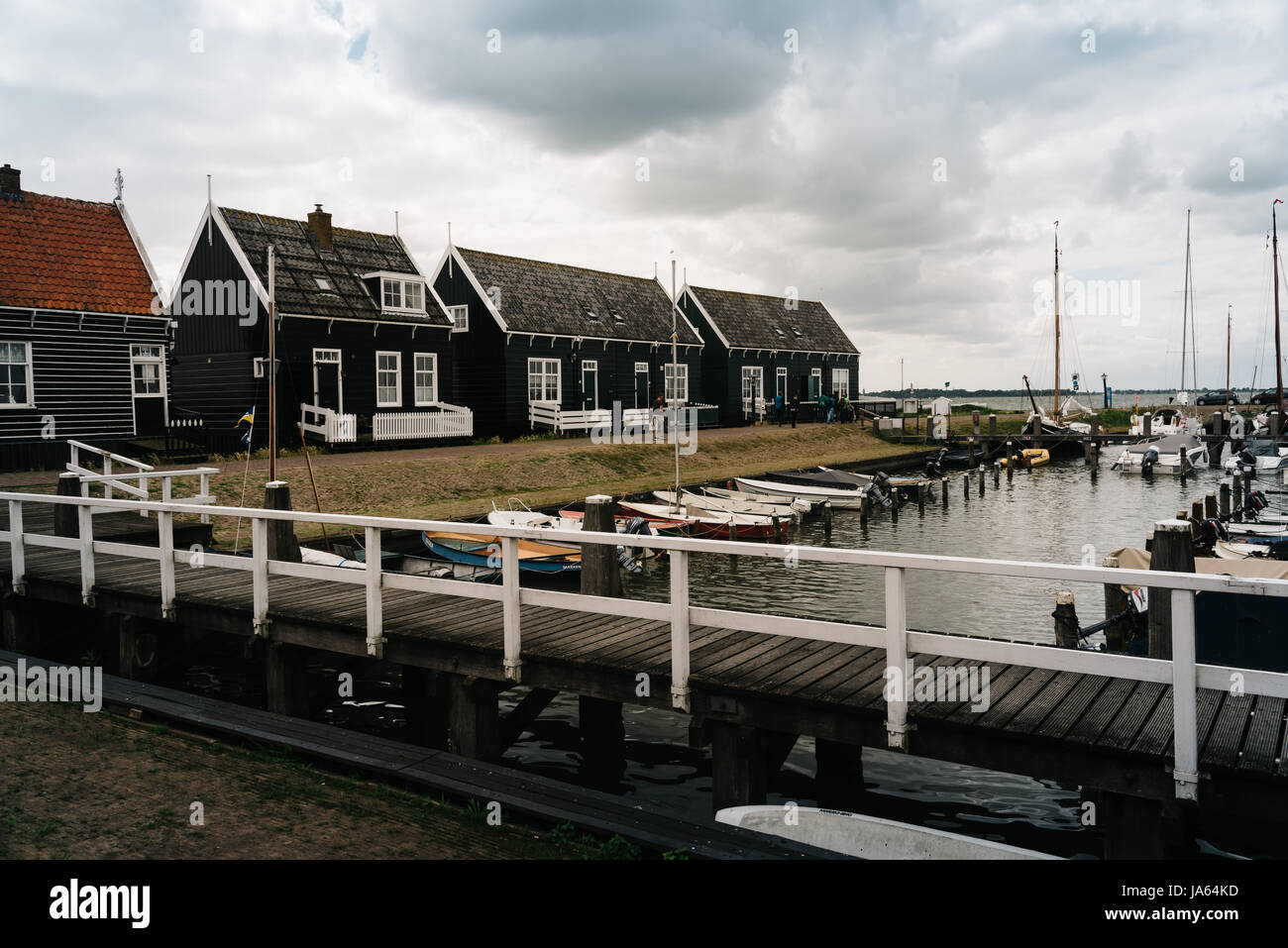 Marken, Netherlands - August 08, 2016. Picturesque traditional houses ...