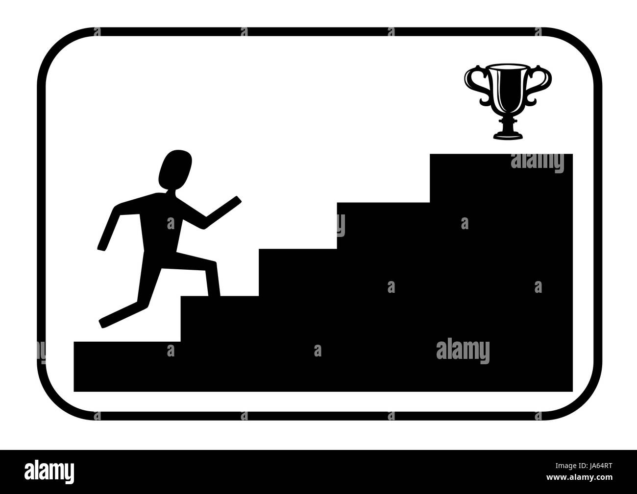 Conceptual illustration about reward showing a man running up the ...