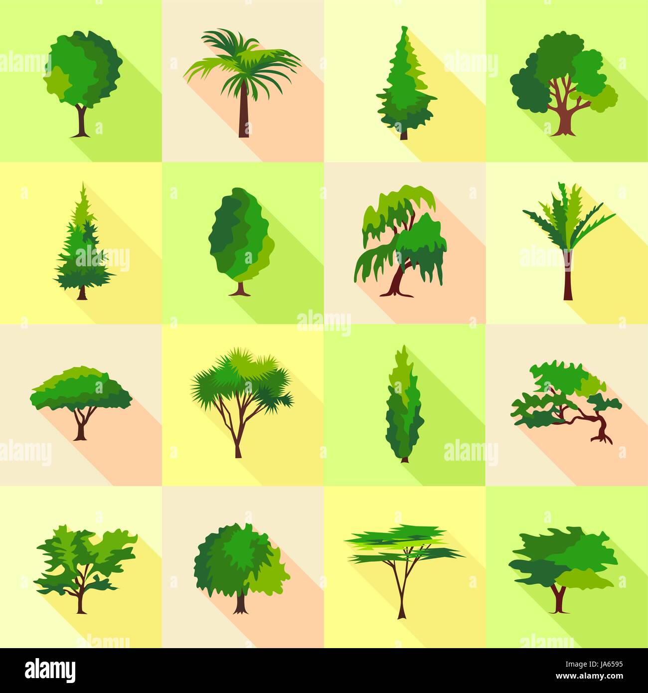 Tree type forms icons set, flat style Stock Vector Image & Art - Alamy