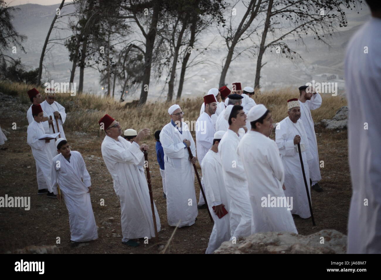 Samaritans participate in a traditional ceremony celebrating the giving ...