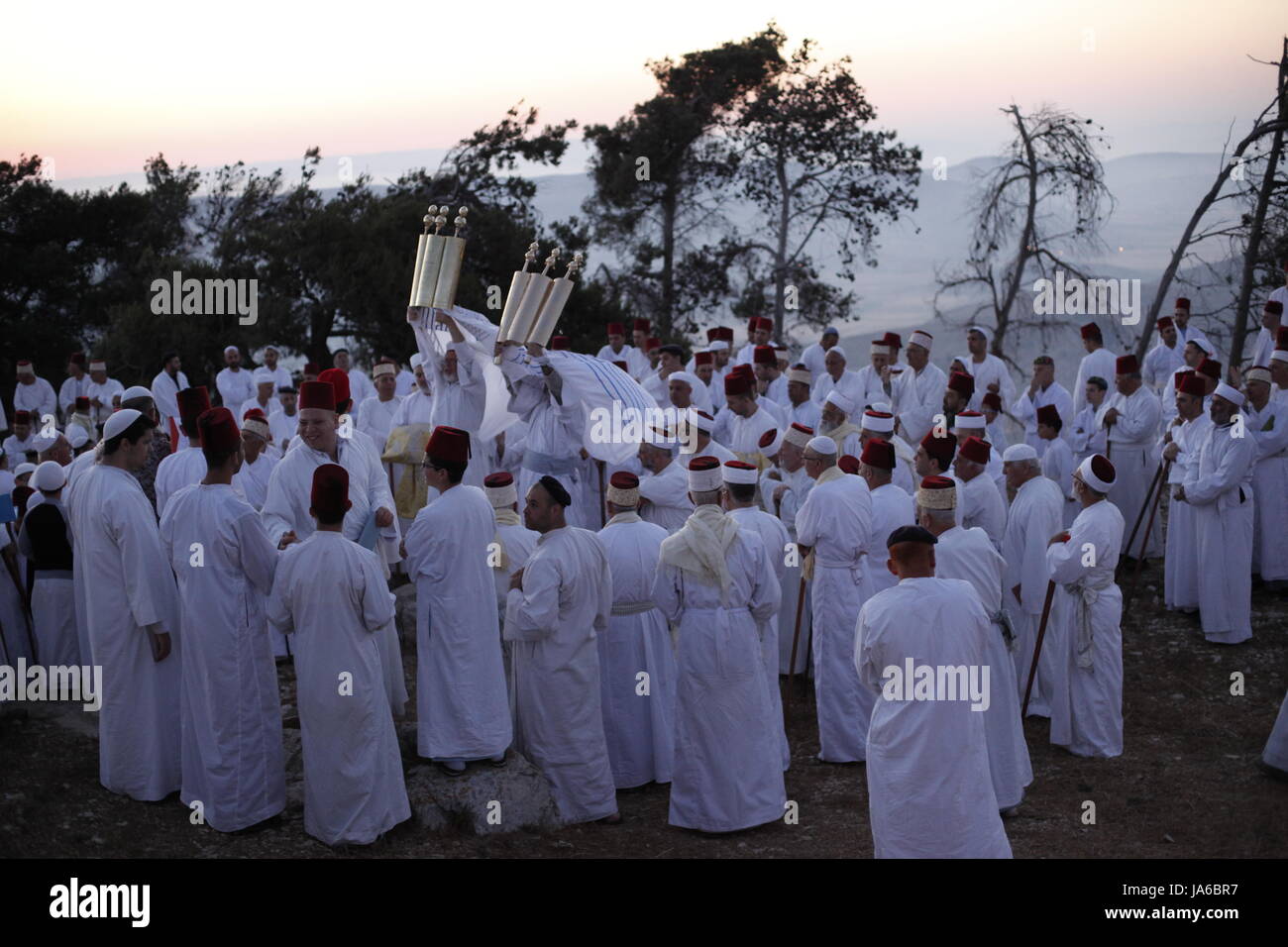 Samaritans participate in a traditional ceremony celebrating the giving ...