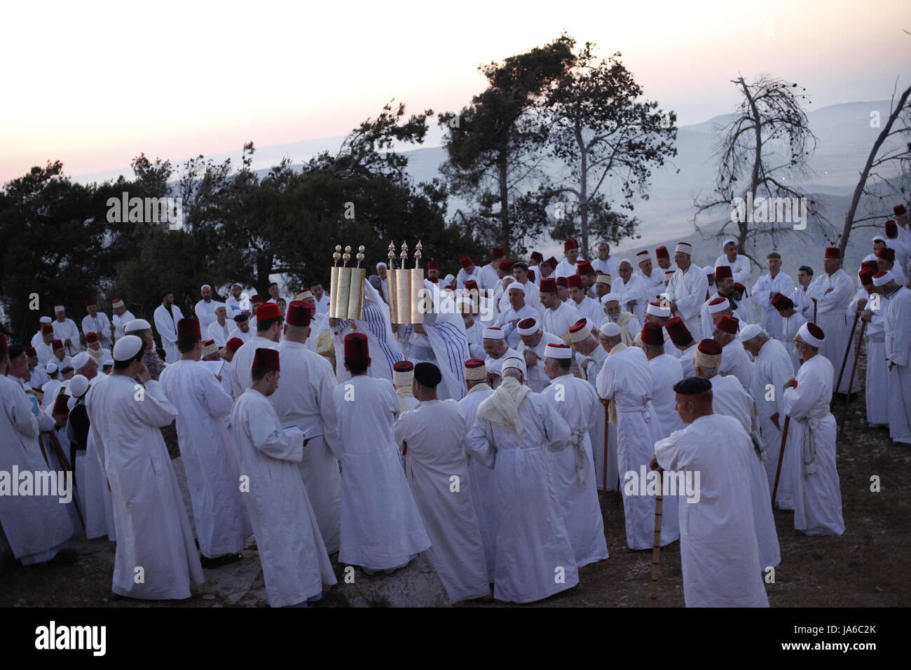 Samaritans participate in a traditional ceremony celebrating the giving ...