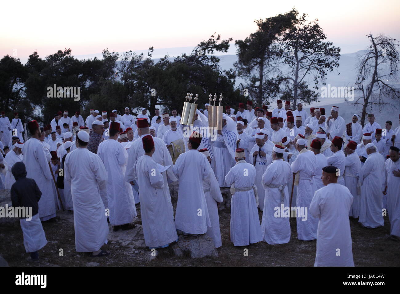 Samaritans participate in a traditional ceremony celebrating the giving ...