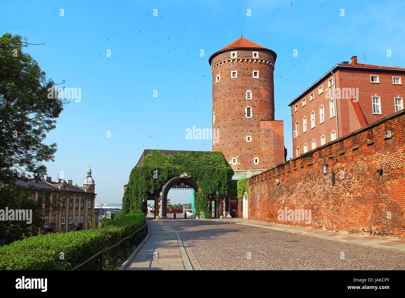 Entrance and Tower of Wawel Royal Castle, Krakow, Poland Stock Photo ...