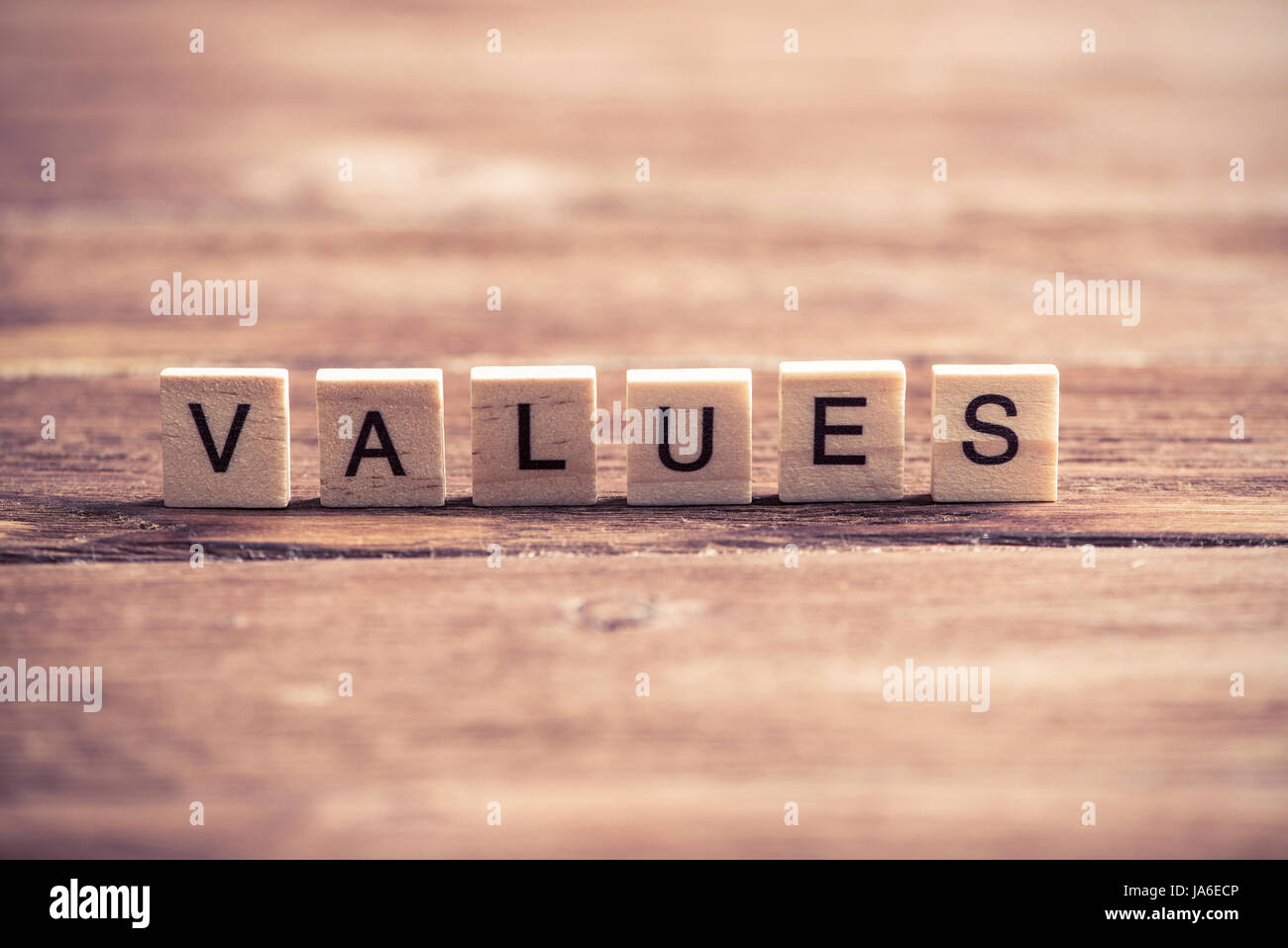 Value word of wooden elements Stock Photo - Alamy