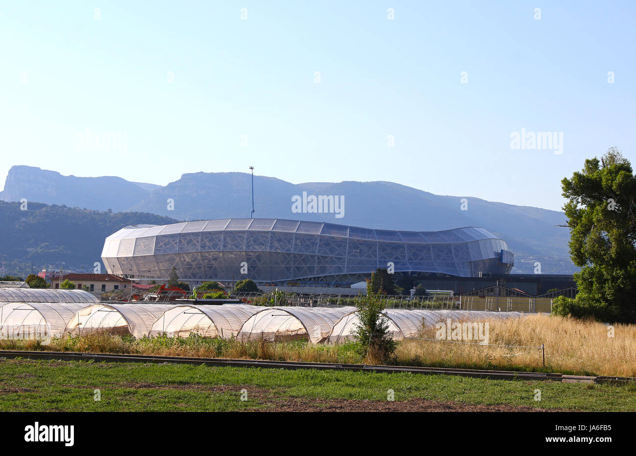 NICE, FRANCE - JUNE 22, 2016: Exterior view of Allianz Riviera Stade de ...