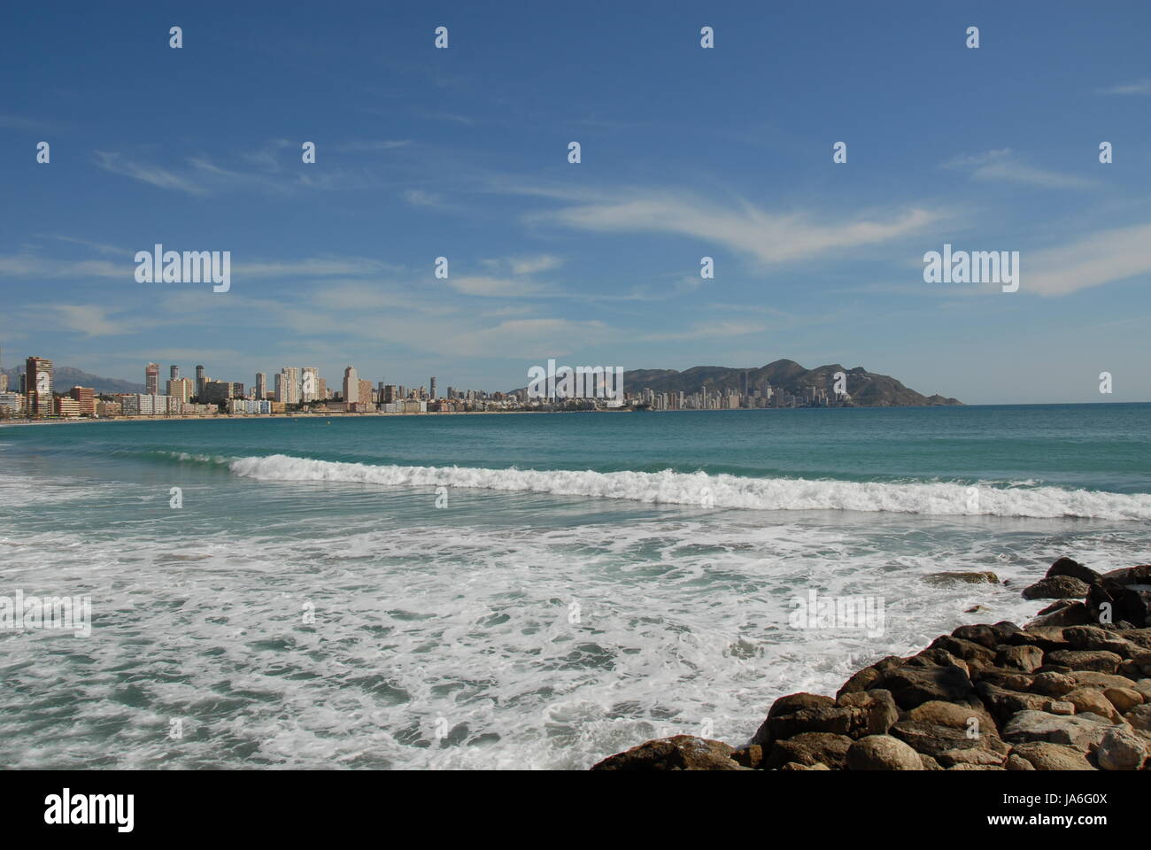 spain, coast, skyline, shore line, hispanic, spanish, blue, humans ...
