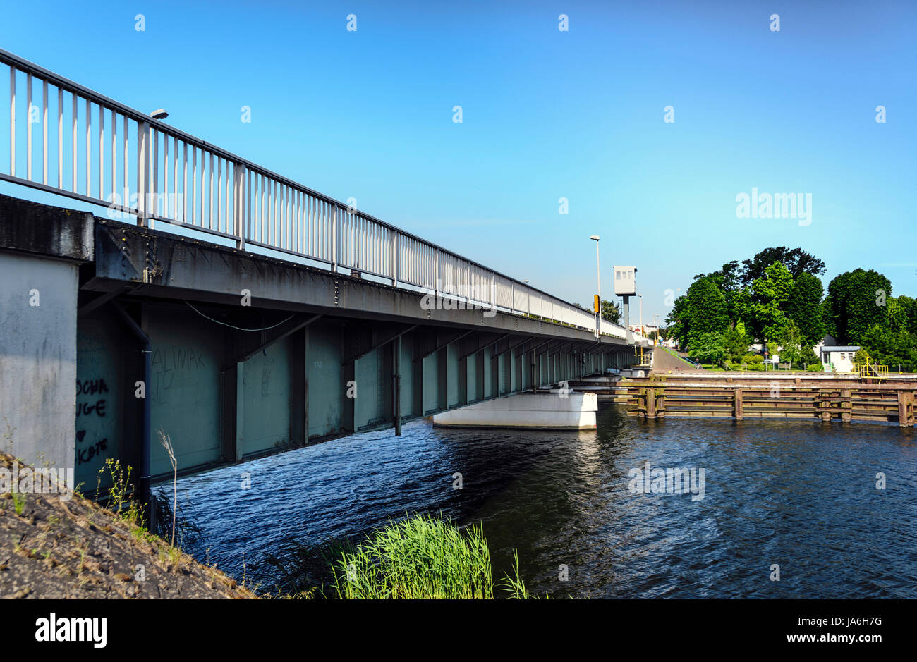 bridge processor, bridge, warehouse, garner, river, water, bridge ...