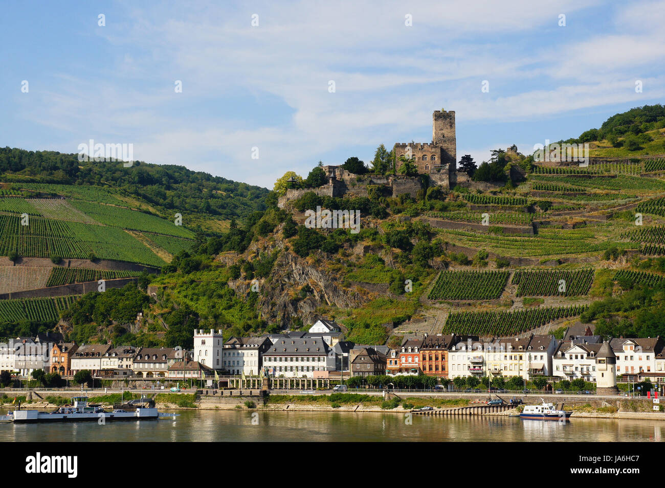 city, town, rhine, fortress, ferry, germany, german federal republic ...