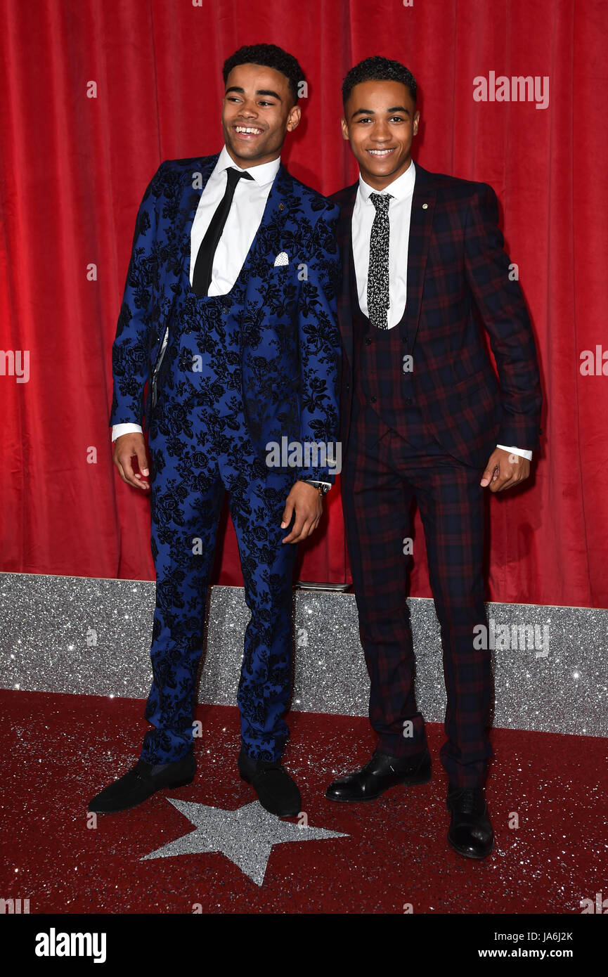 Theo Graham (L) and Malique Thompson-Dwyer attending the British Soap ...