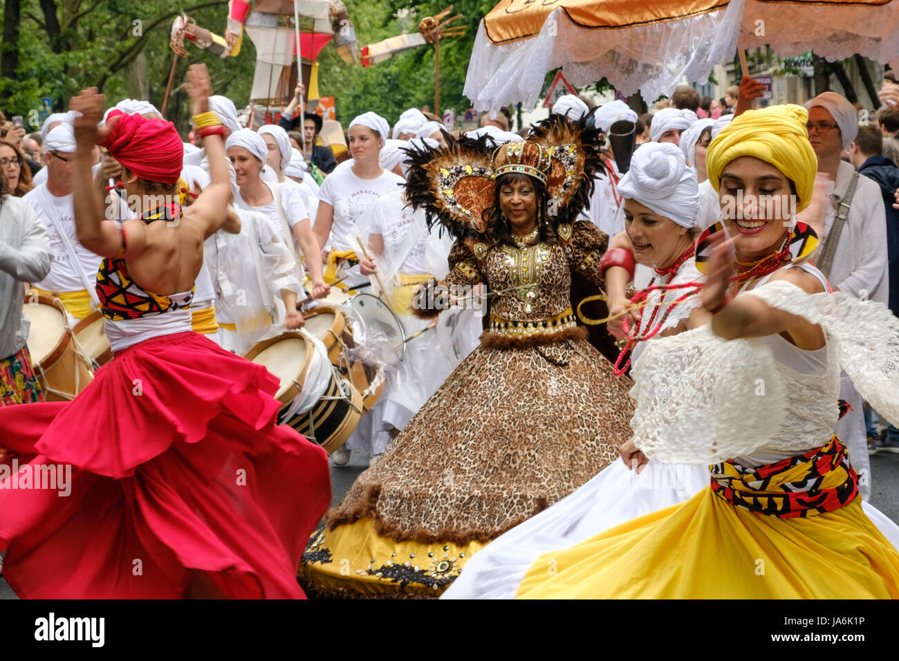 Berlin, Germany - june 04, 2017: People in costumes dancing on Karneval ...