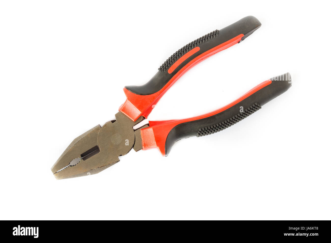 Red and black color pliers isolated on white background Stock Photo - Alamy