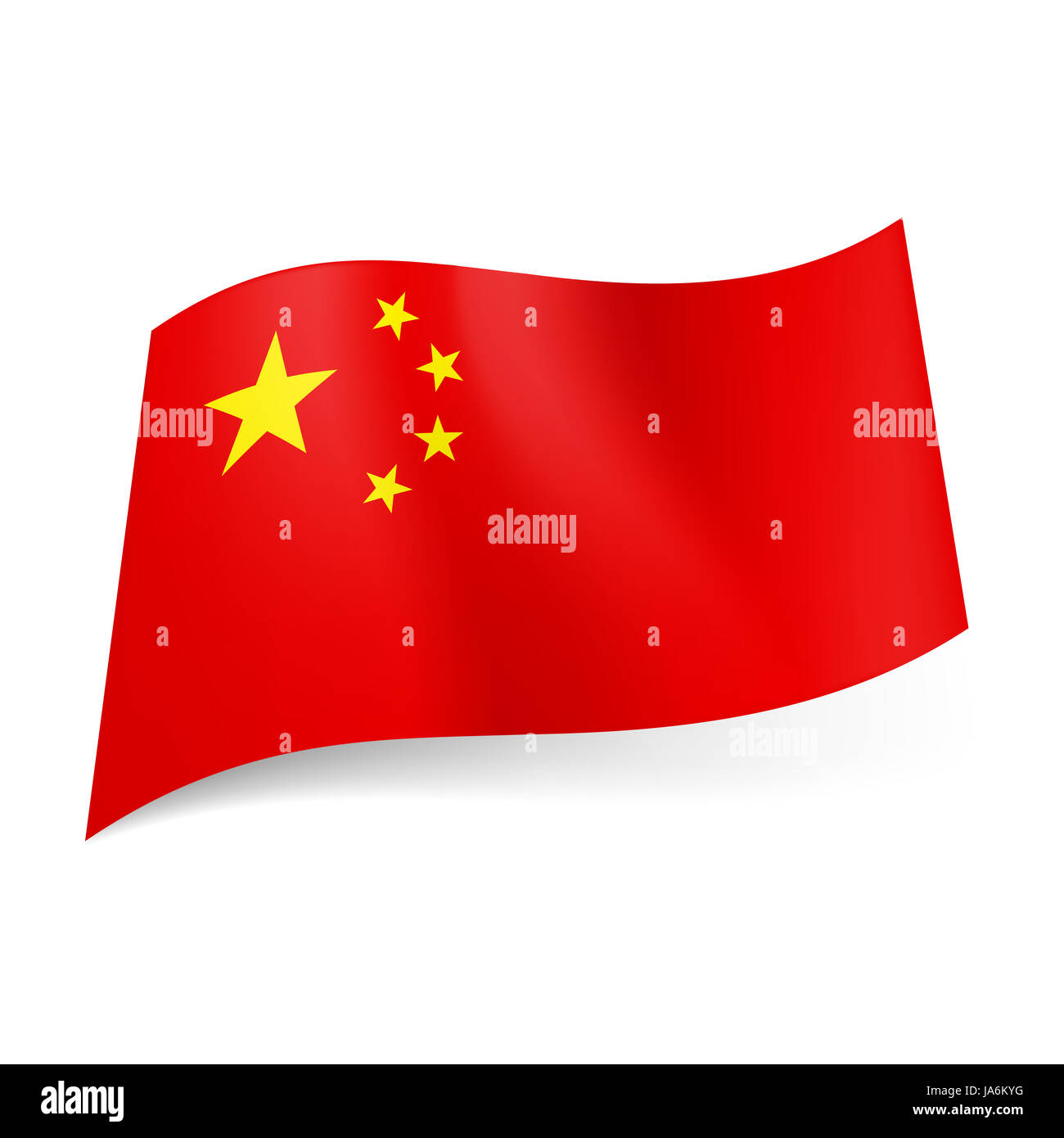 National flag of China: big golden star with four smaller stars in ...