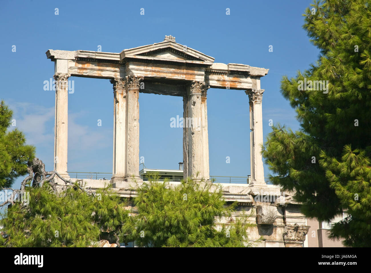 blue, city, town, antique, arch, greece, greek, marble, branch, outdoor ...