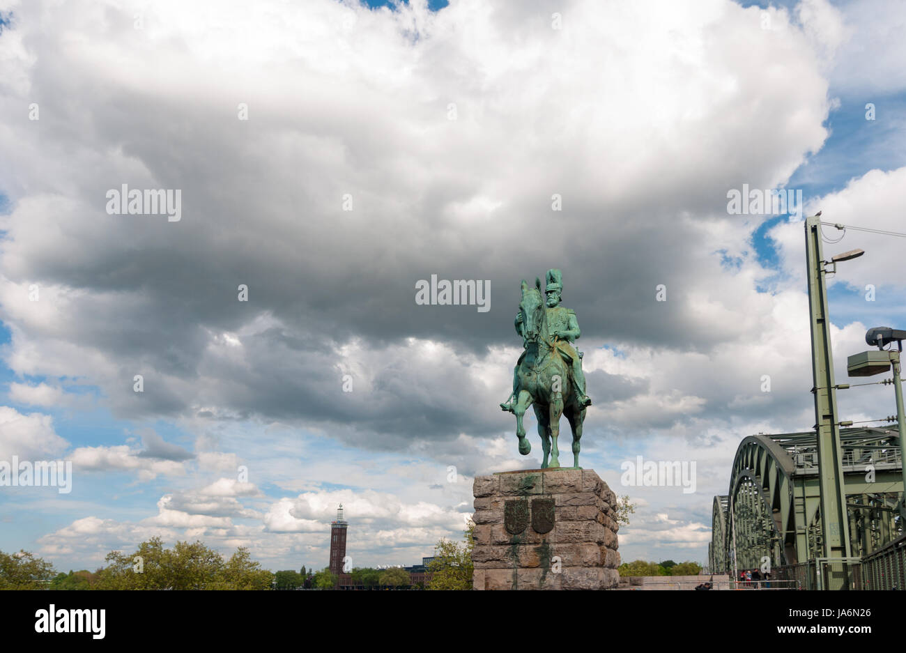 equestrian statue at the height zoller bridge in cologne Stock Photo ...