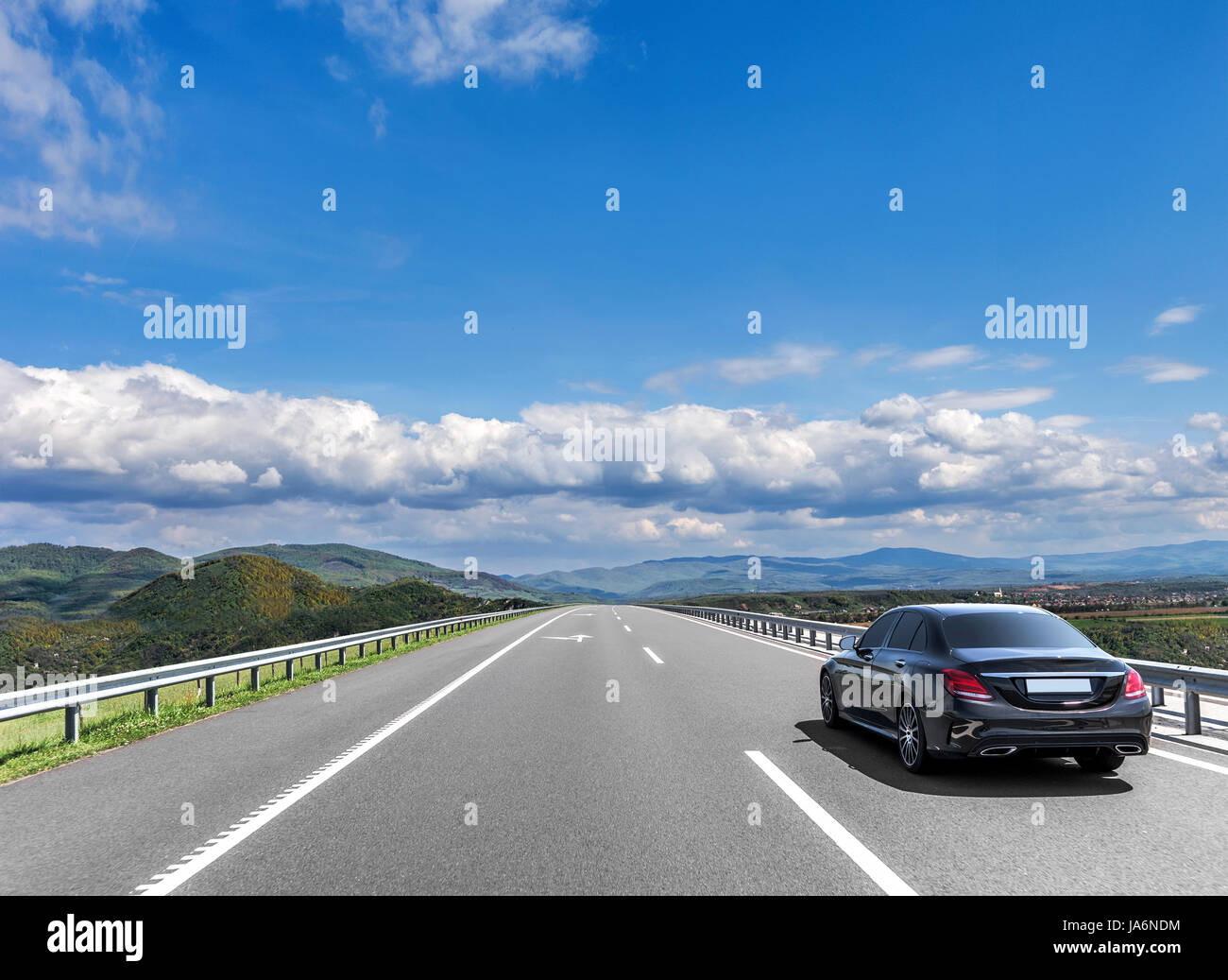 Car is driving on the high-speed highway Stock Photo - Alamy