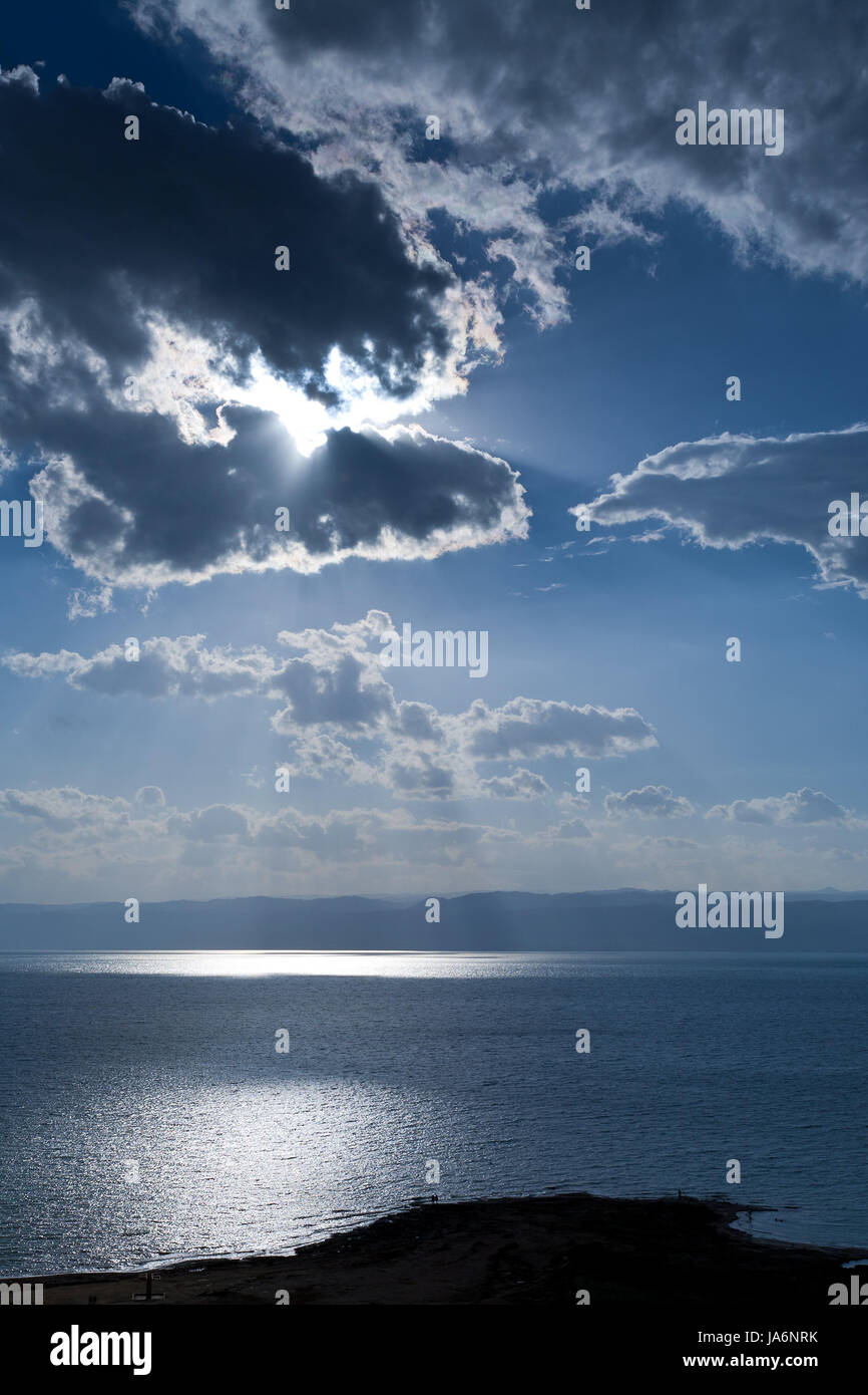blue sunset on Dead Sea, Jordan Stock Photo - Alamy