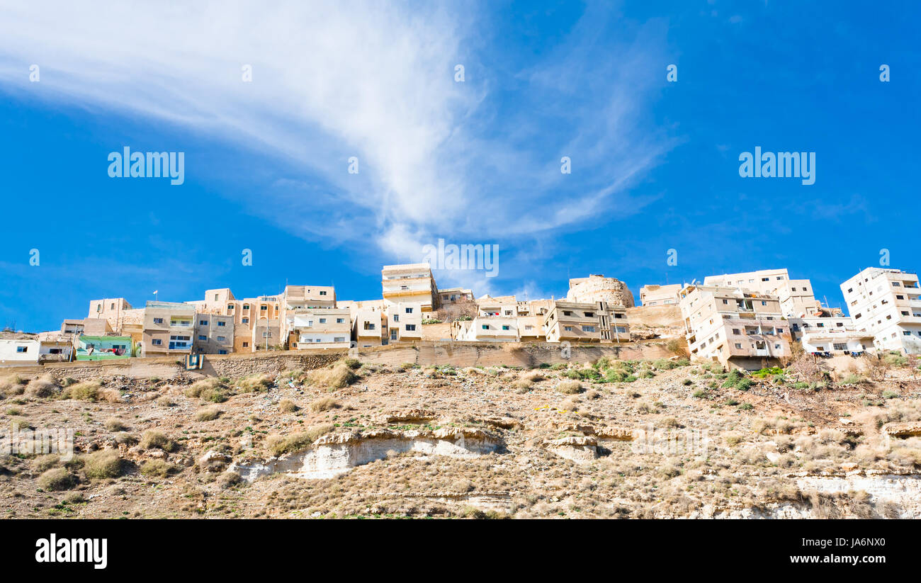 blue, house, building, city, town, hill, stone, cloud, rock, wall ...