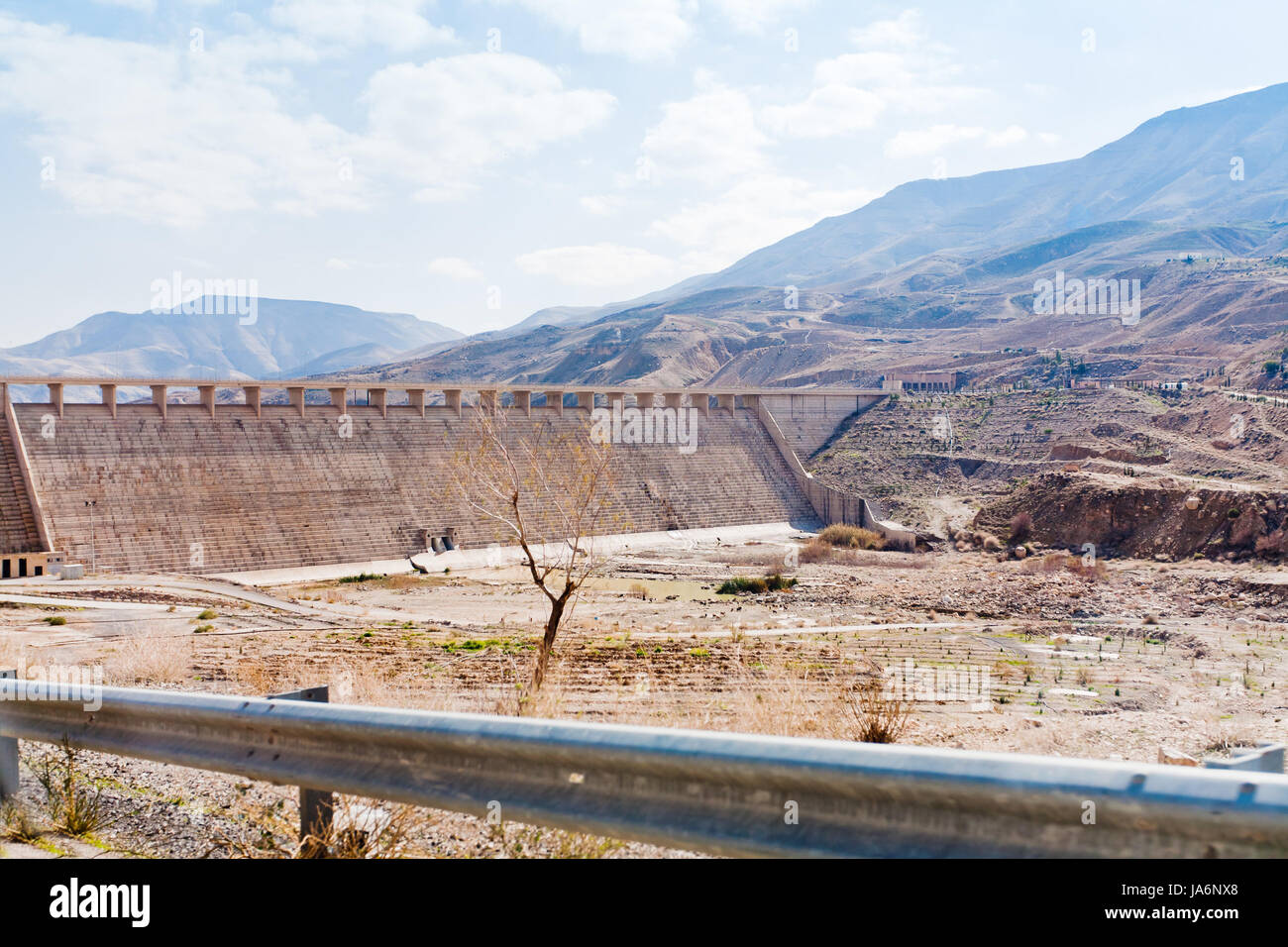 wall of Wadi Al Mujib dam in mountain valley in Jordan Stock Photo - Alamy
