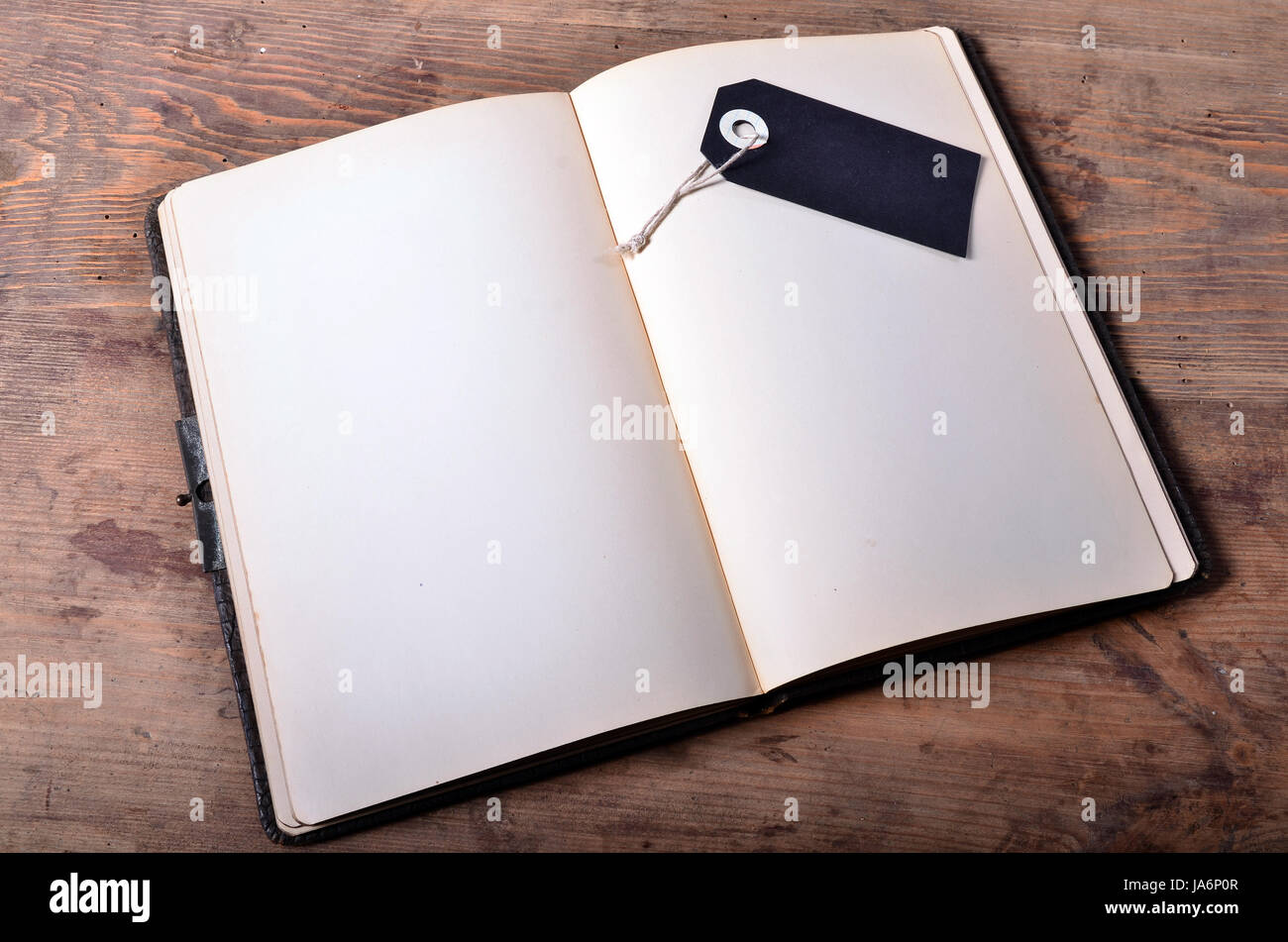 ancient blank book brown wood Stock Photo - Alamy