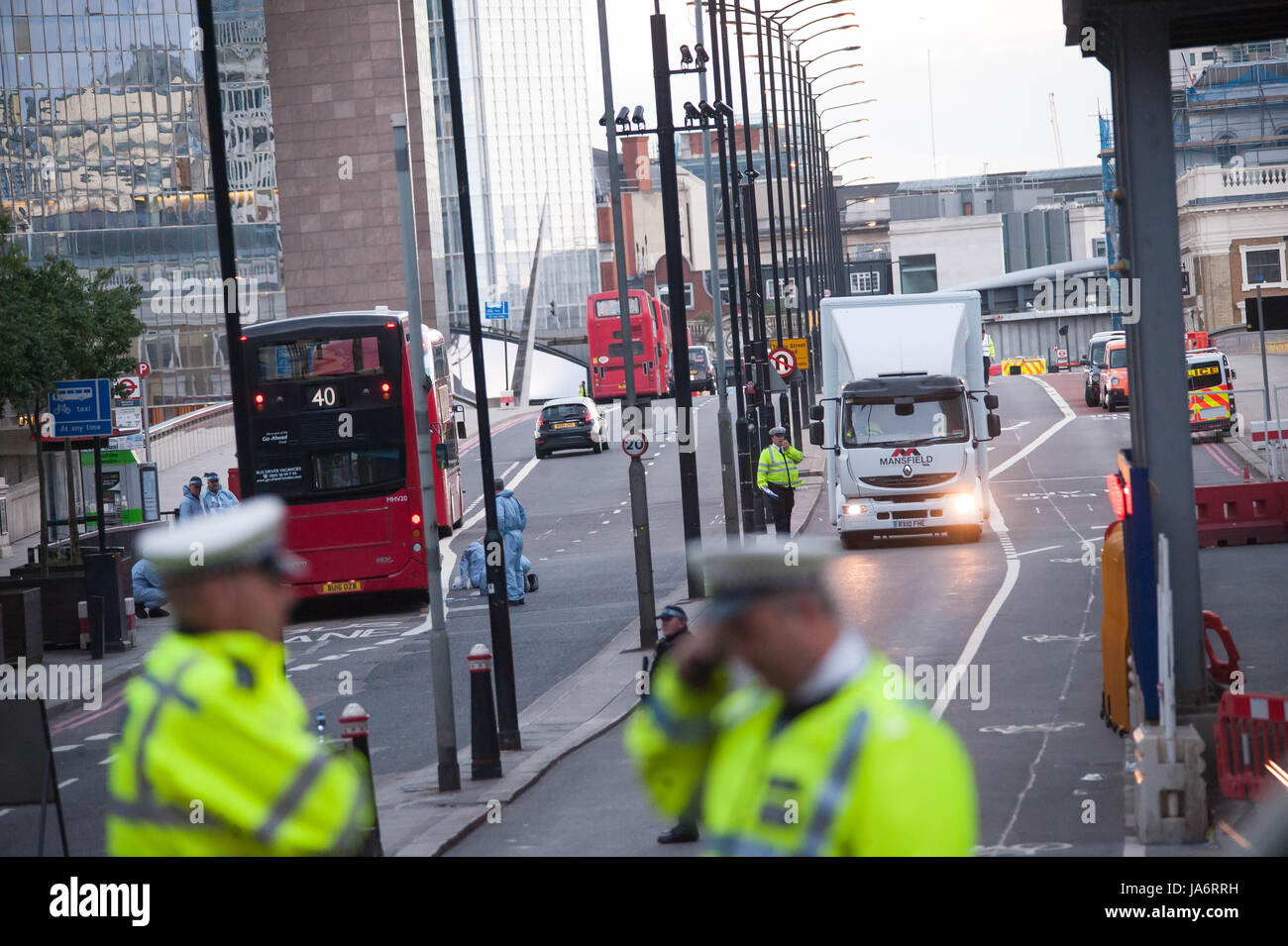 London, UK. 4th June, 2017. The truck carrying the van used in the ...