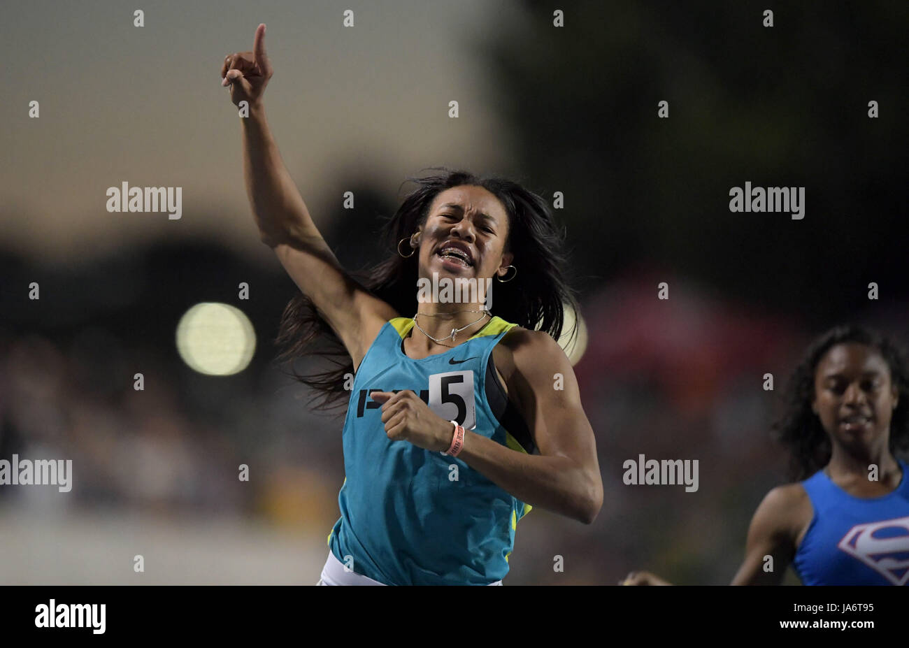 Ariyonna Augustine of Long Beach Poly celebrates after winning the ...