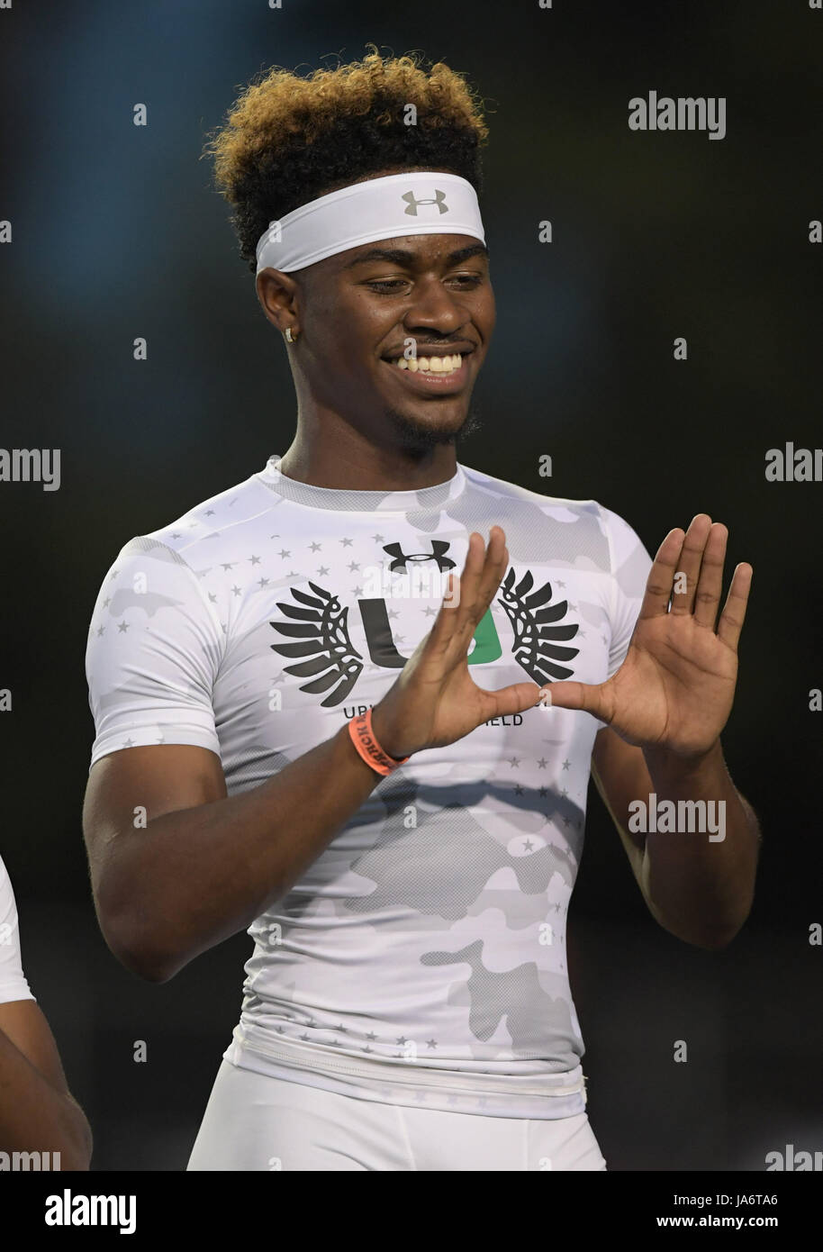 Joseph Anderson of Upland poses after winning the 110m hurdles and the ...