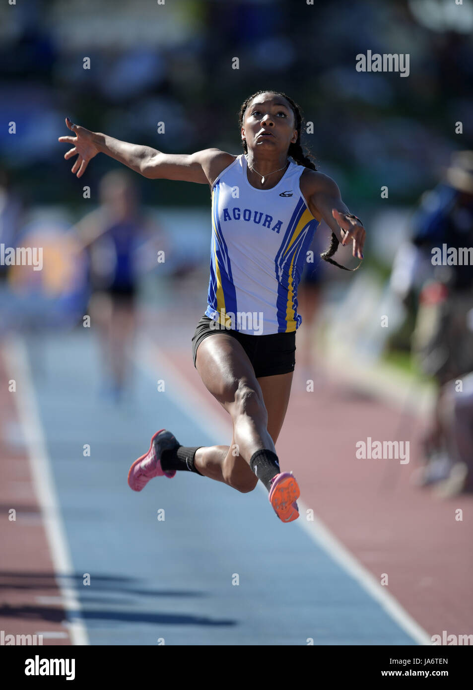 Tara Davis of Agoura wins the girls long jump in a wind-aided 22-1 1/4 ...