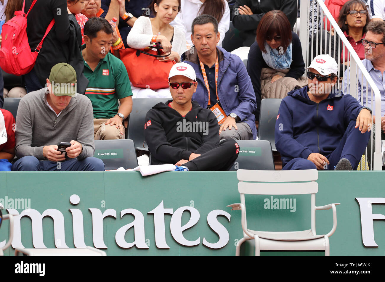 Coach Michael Chang is watching Japanese tennis player Kei Nishikori in ...