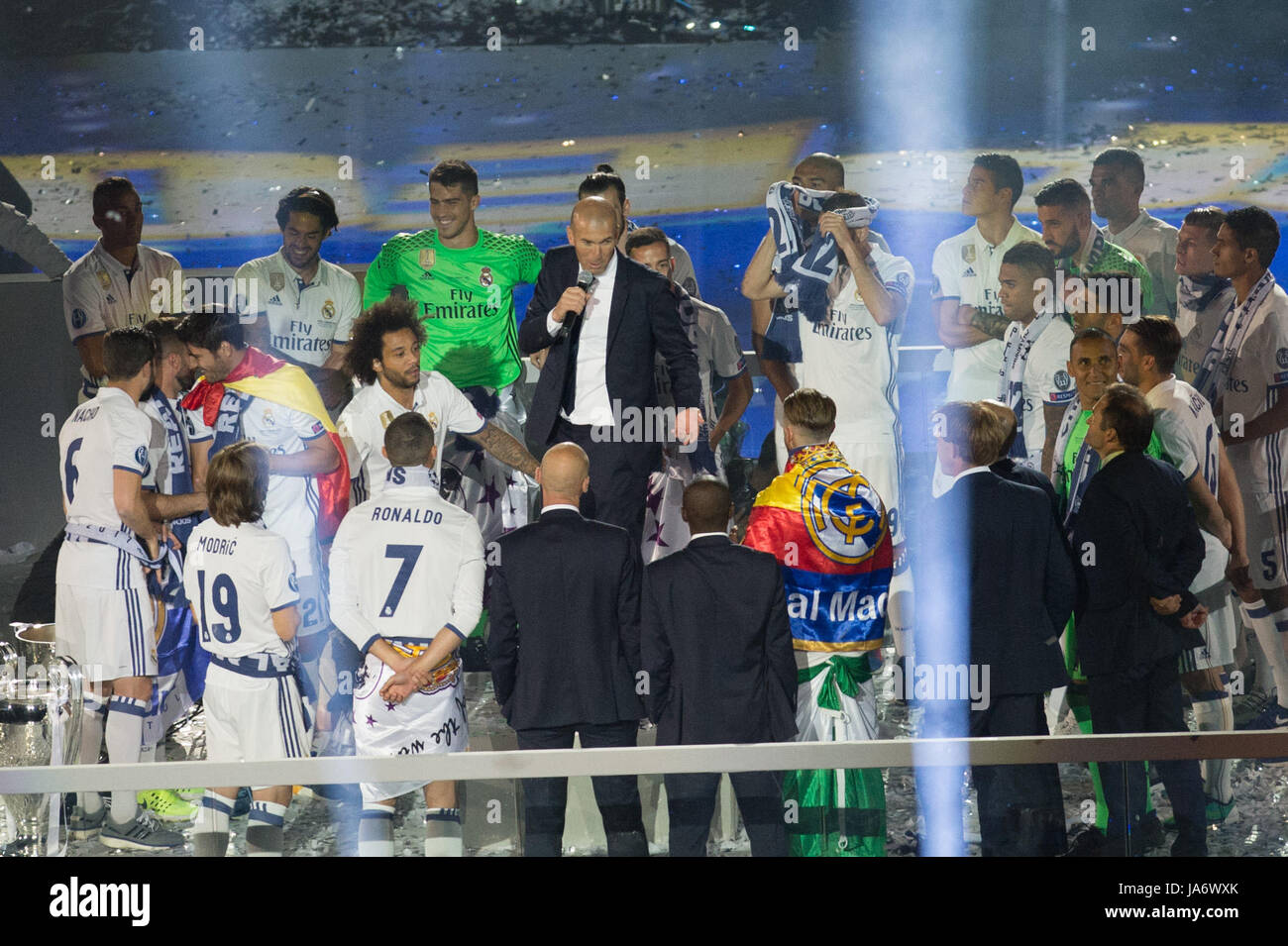 Madrid, Spain. 05th June, 2017. Soccer players Real Madrid and Coach ...