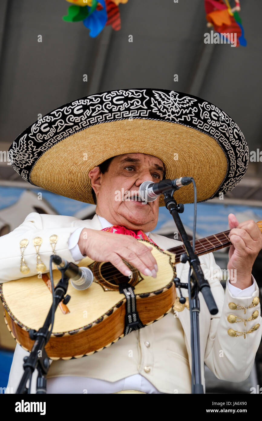 Live music. Mexican singer, mariachi musician, playing a Mexican ...