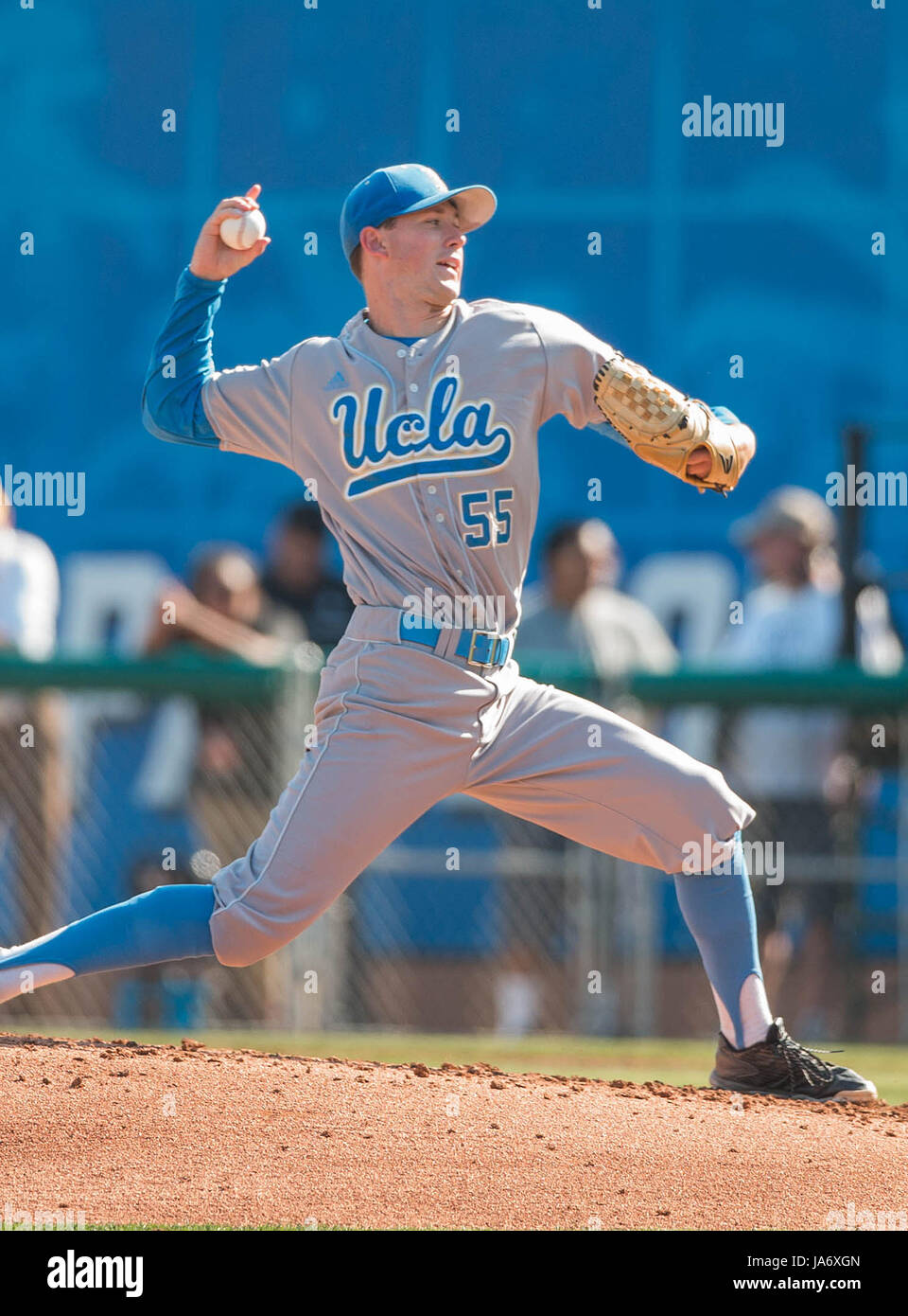 Long Beach, CA. 02nd June, 2017. UCLA pitcher (55) Griffin Canning ...