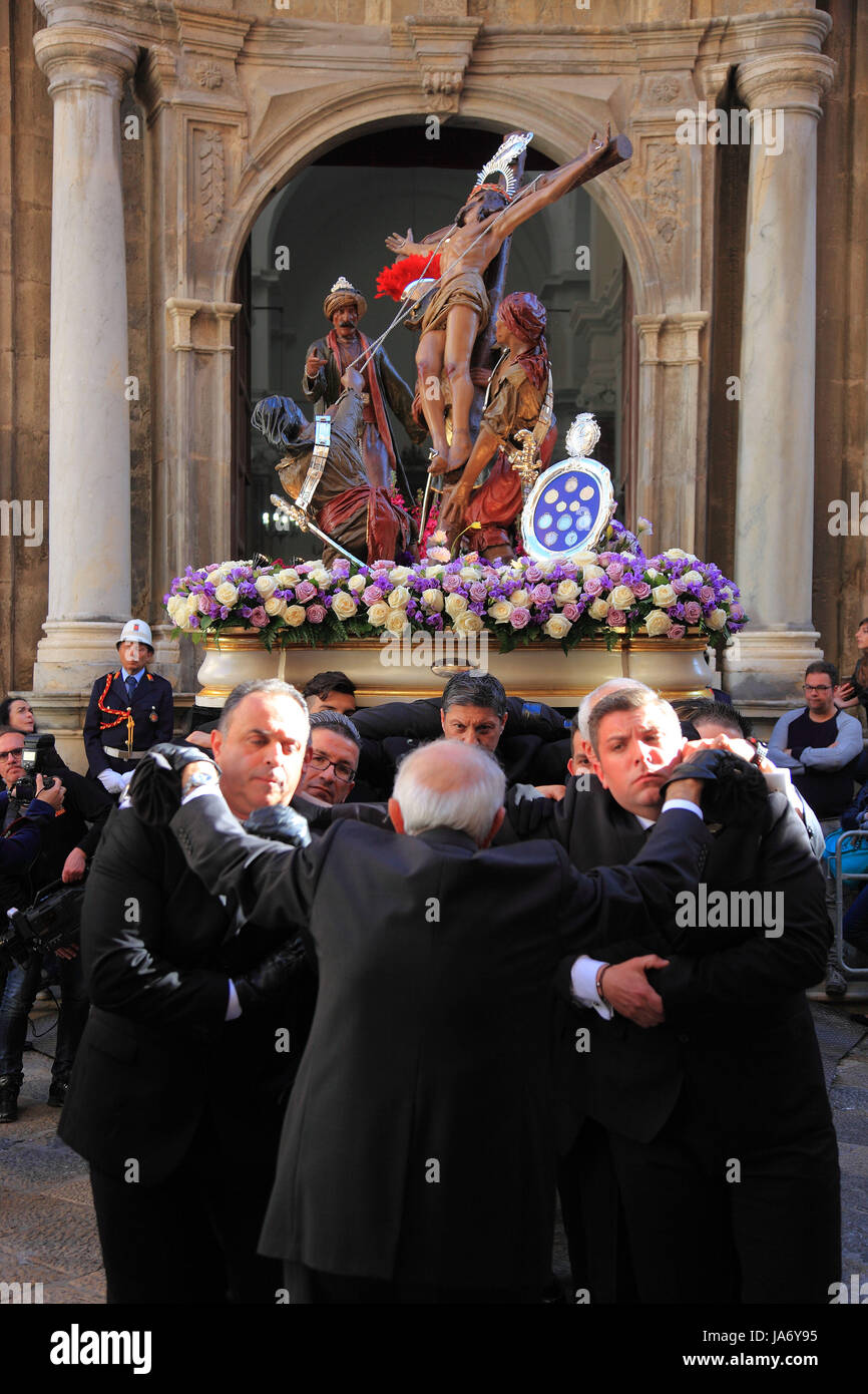 Italy, Sicily, city Trapani, the Processione dei Misteri di Trapani ...