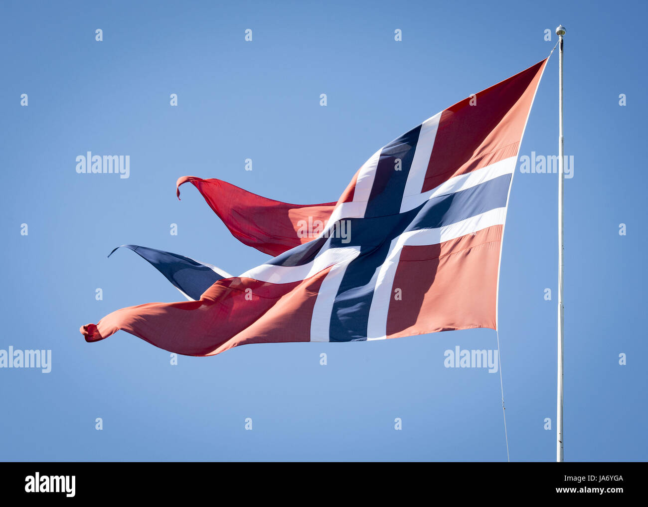 August 3, 2017 - Trondheim, Trondelag, Norway - The Norwegian War Flag ...