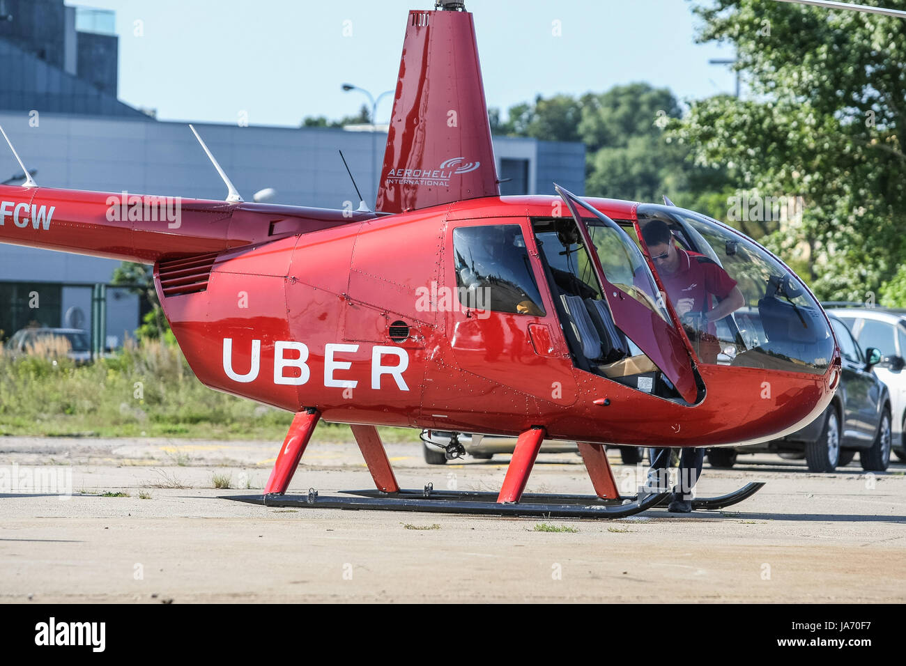 Gdynia, Poland. 24th Aug, 2017. UberChopper helicopter is seen in ...