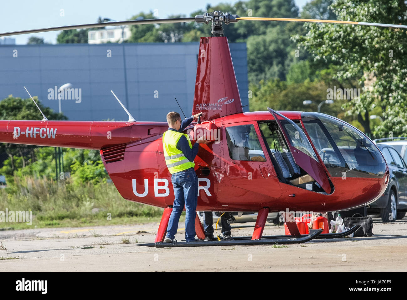 Gdynia, Poland. 24th Aug, 2017. UberChopper helicopter is seen in ...