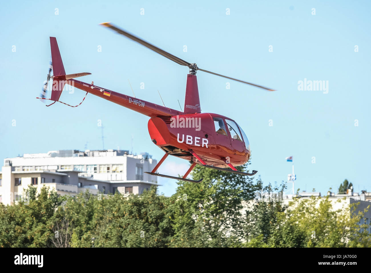 Gdynia, Poland. 24th Aug, 2017. UberChopper helicopter is seen in ...