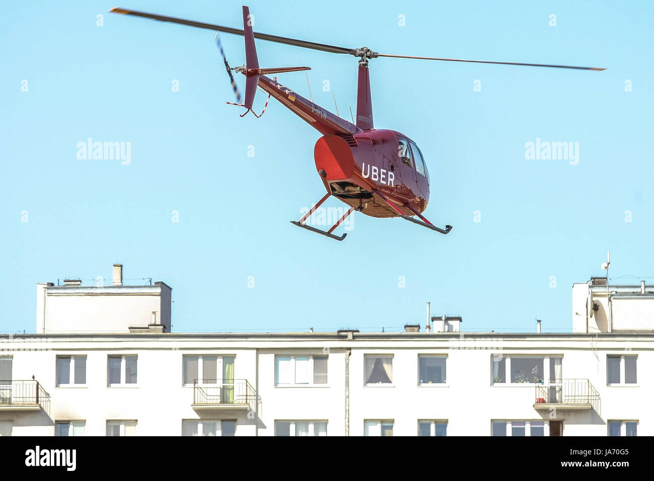 Gdynia, Poland. 24th Aug, 2017. UberChopper helicopter is seen in ...