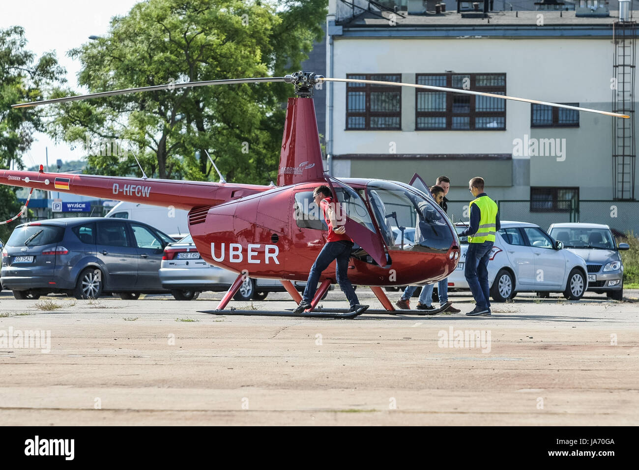 Gdynia, Poland. 24th Aug, 2017. UberChopper helicopter is seen in ...