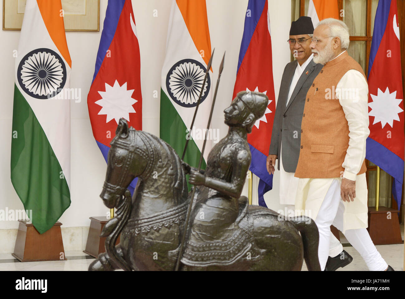 New Delhi. 24th Aug, 2017. Indian Prime Minister Narendra Modi (R) and ...