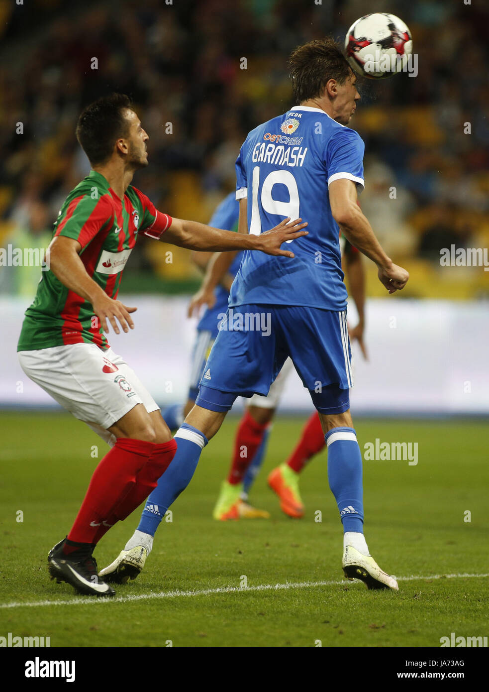 August 24, 2017 - Denys Garmash (R) of Dynamo scores a goal during the ...