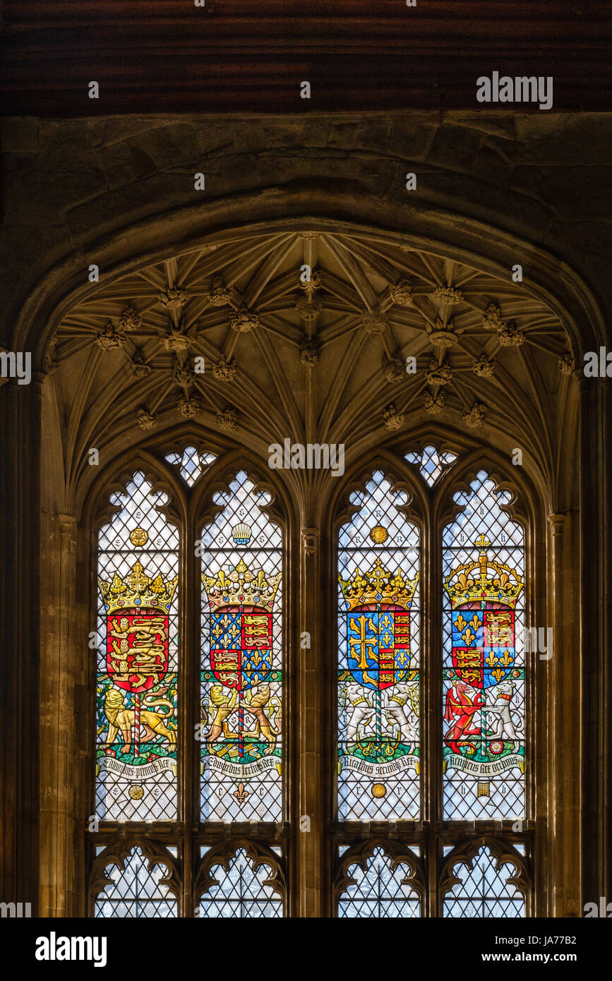 Stained glass window windows interior inside in london uk hi-res stock ...