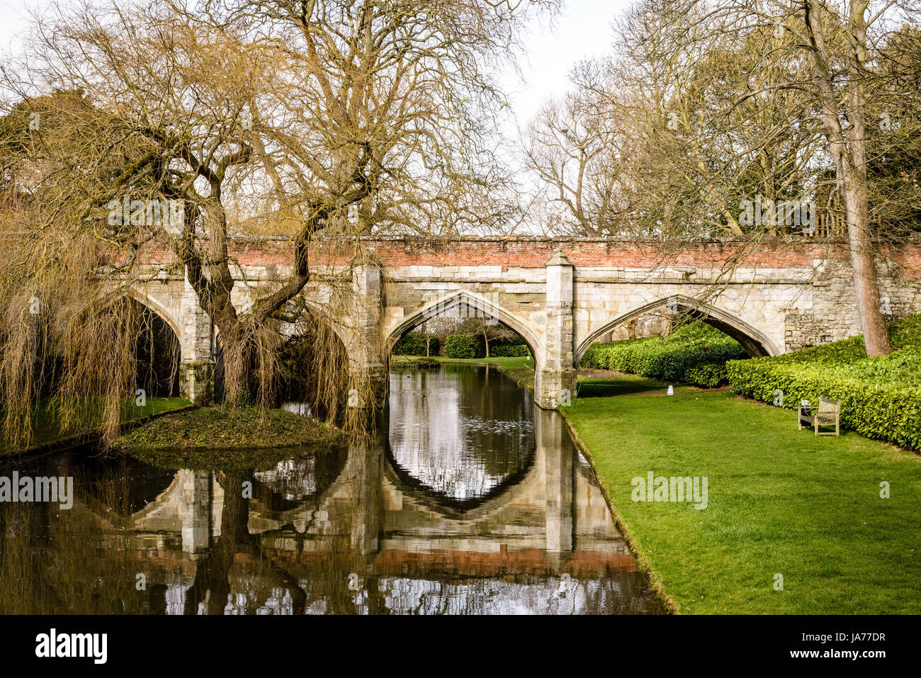 Moat bridge built by Edward IV, Eltham Palace, London, England Stock ...
