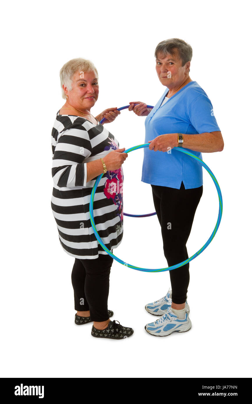 two senior with hula hoops Stock Photo - Alamy