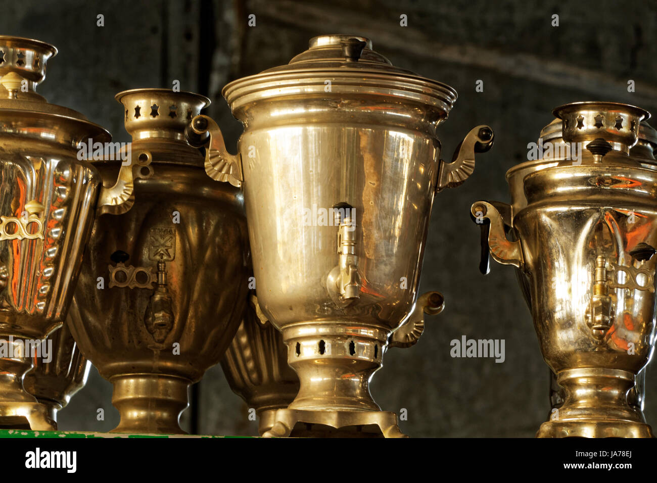 Photo of old samovars Stock Photo - Alamy