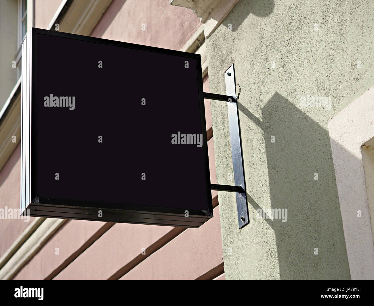 Signboard side view of empty black mock up, mockup signage in black ...