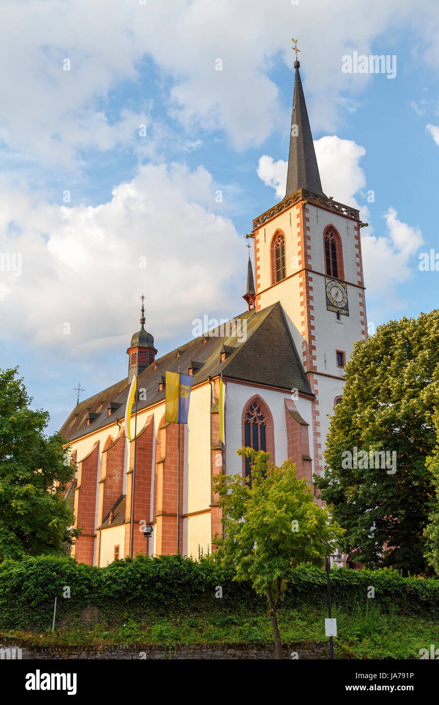 church, city, town, clock, germany, german federal republic, dawn ...